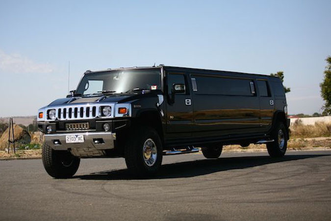 White Hummer Limo With Rims